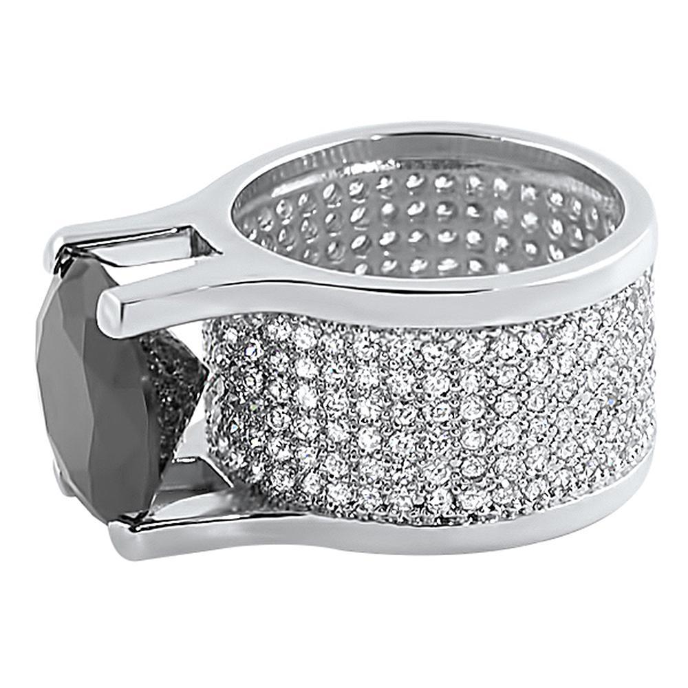 CZ 360 Ring 20ct Black Solitaire Rhodium – HipHopBling